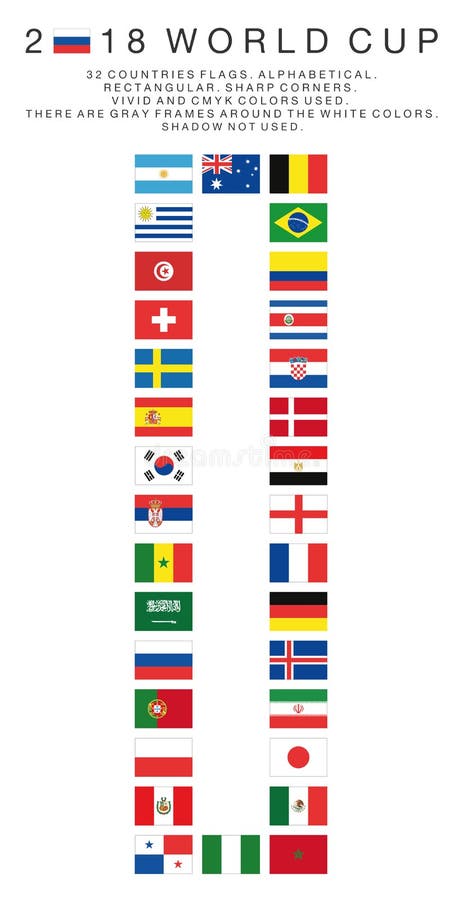 Rectangular Flags of 2018 World Cup Countries Editorial Photography ...