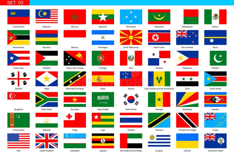 Flags of the world stock vector. Illustration of complete - 304881471