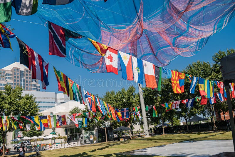 Flags of the World Flutter Against the Blue Sky Editorial Stock Image ...