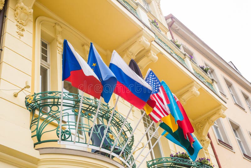Flags of the World in Front of a Buiding Stock Photo - Image of ...