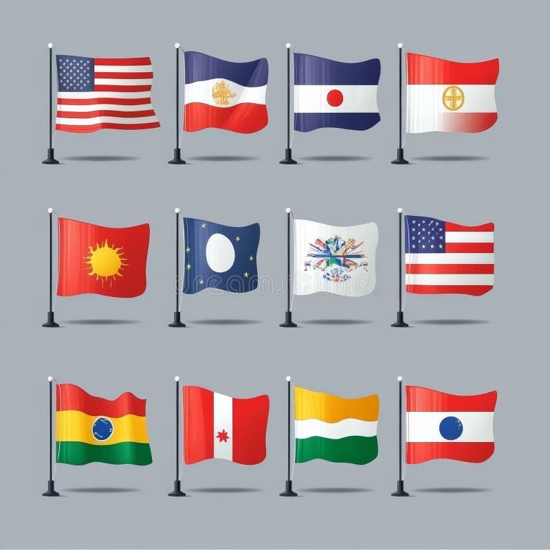 Flags of the World on a Gray Background. Vector Illustration for Design ...