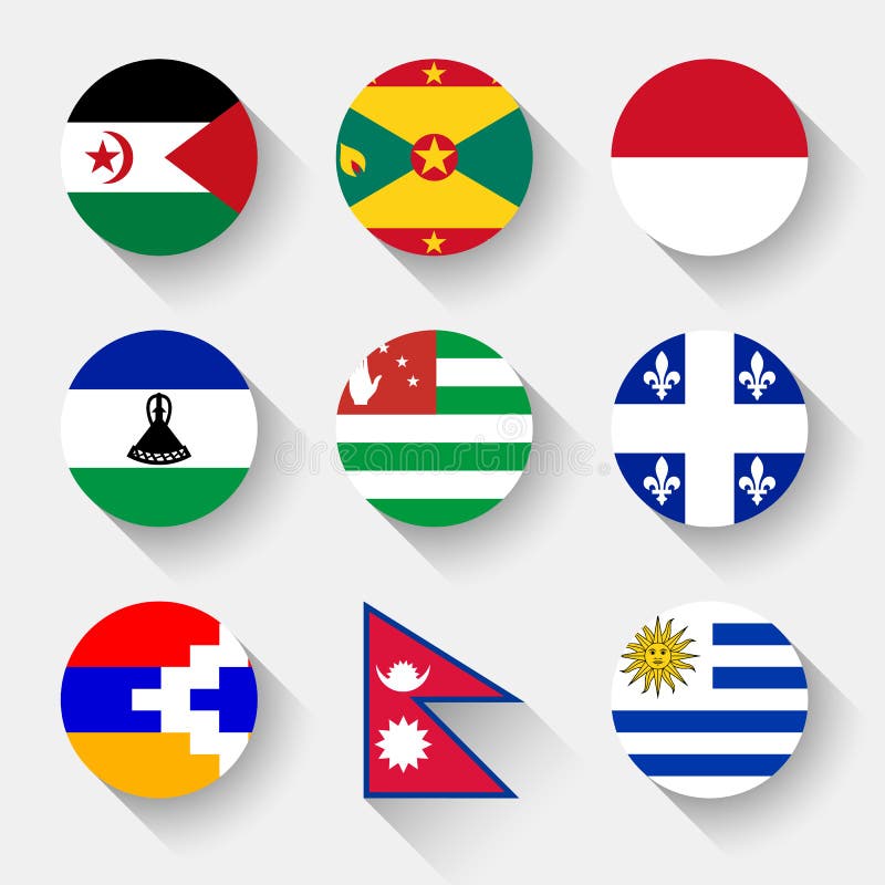 Flags of the World, Round Buttons Stock Vector - Illustration of flat ...