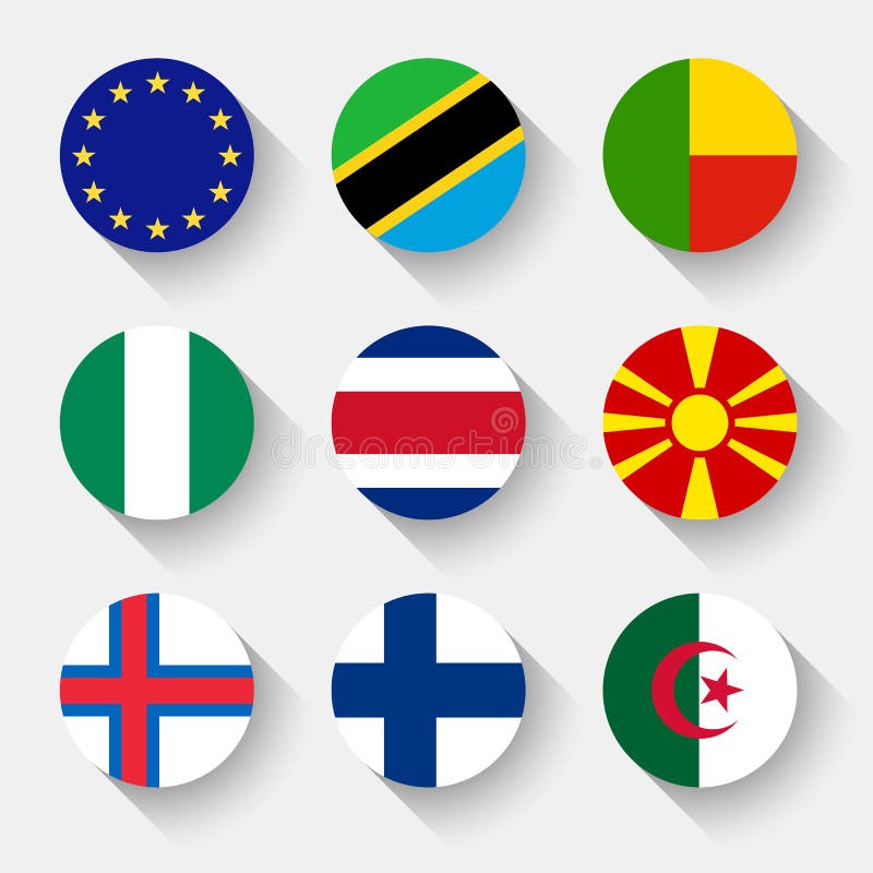 Flags of the World, Round Buttons Stock Vector - Illustration of ...