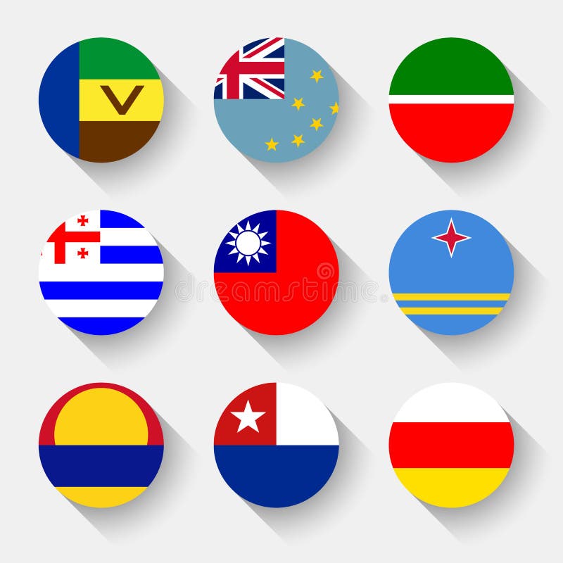 Flags of the World, Round Buttons Stock Vector - Illustration of circle ...
