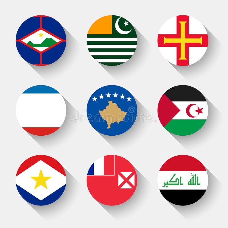 Flags of the World, Round Buttons Stock Vector - Illustration of ...