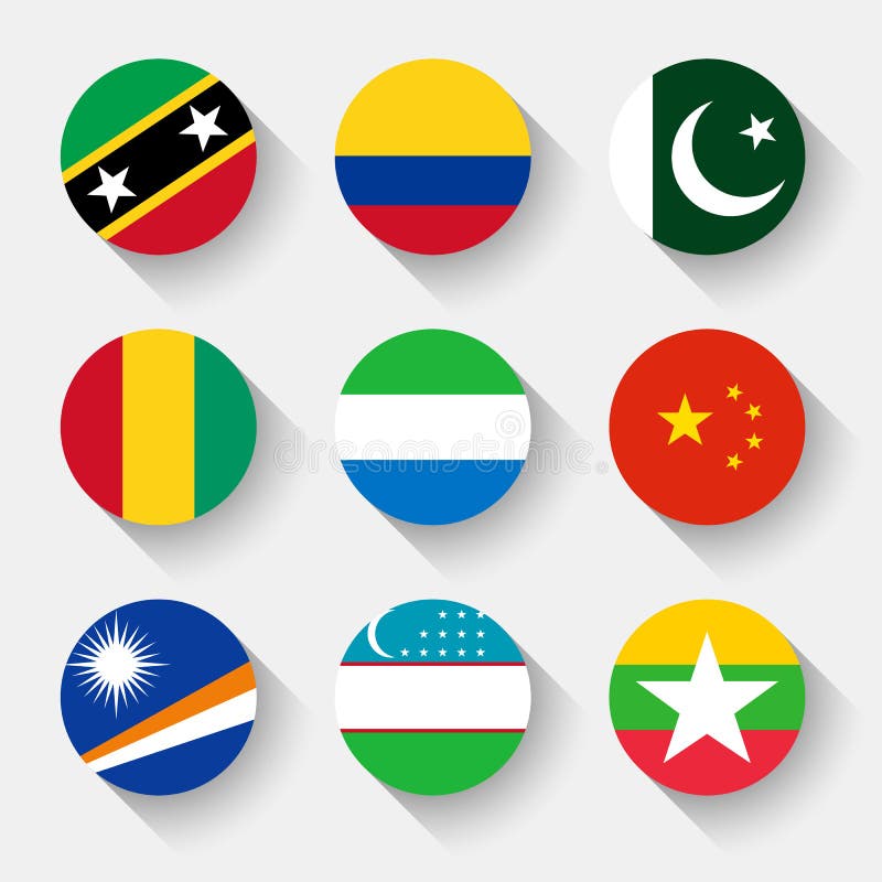 Flags of the World, Round Buttons Stock Vector - Illustration of circle ...