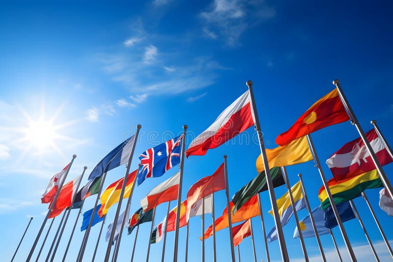 Flags of the World in the Sky. Generative AI Stock Illustration ...