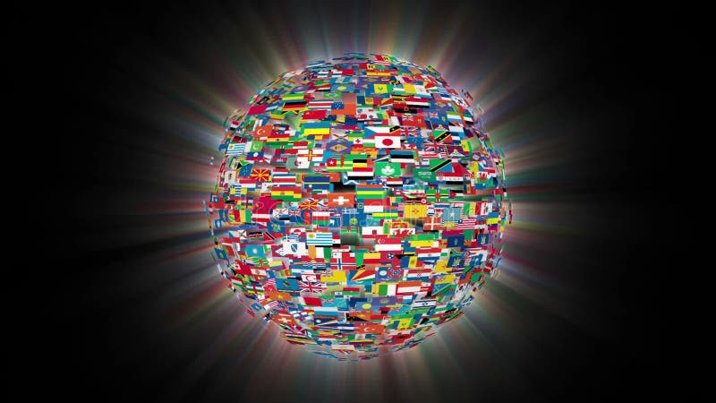 Rotating Sphere with World Flags Stock Video Footage - Video of concept ...