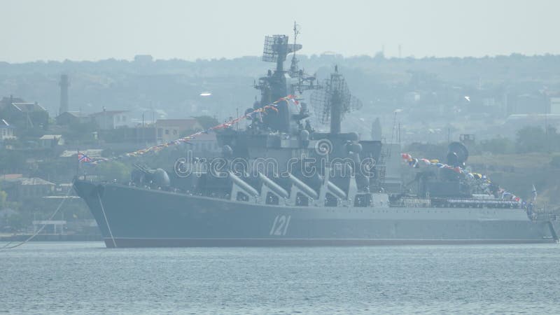 Flagship of the Russian Black Sea Fleet Stock Footage - Video of port ...