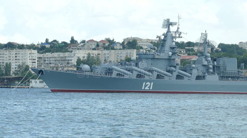 Flagship of the Russian Black Sea Fleet Stock Footage - Video of port ...