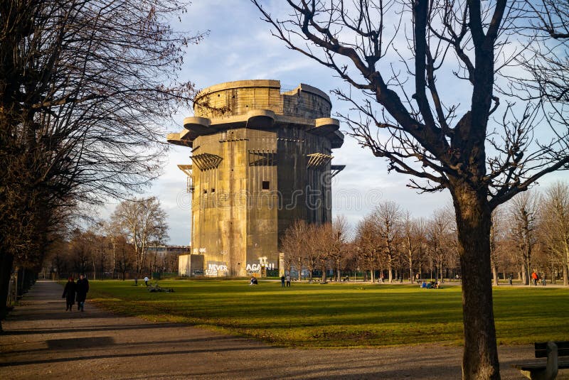 Flak-bunker in the Park Augarten Editorial Image - Image of stone ...