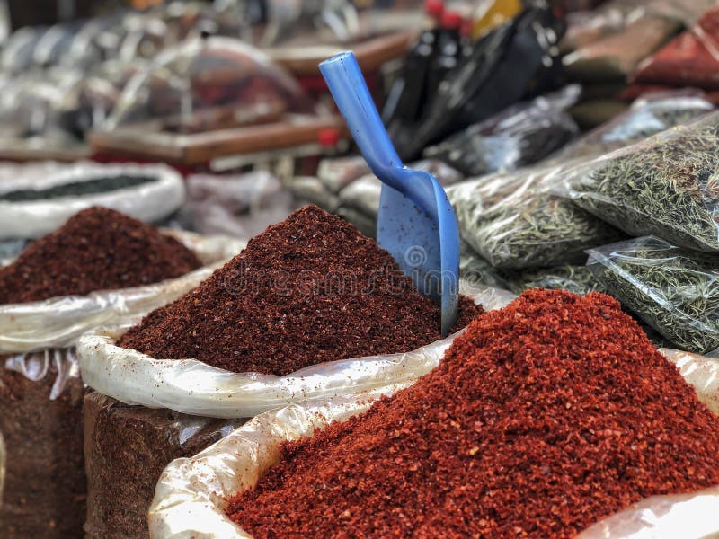 Flaked Red Pepper in the Bazaar in Turkey Stock Image - Image of indian ...