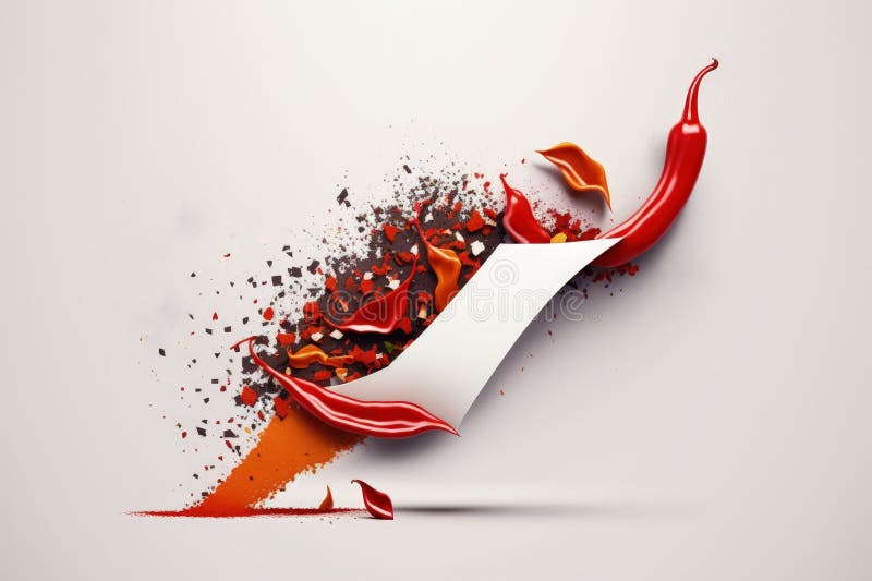 Flakes of Chili Powder Spilling Out of a Freshly Sliced Pepper Stock ...