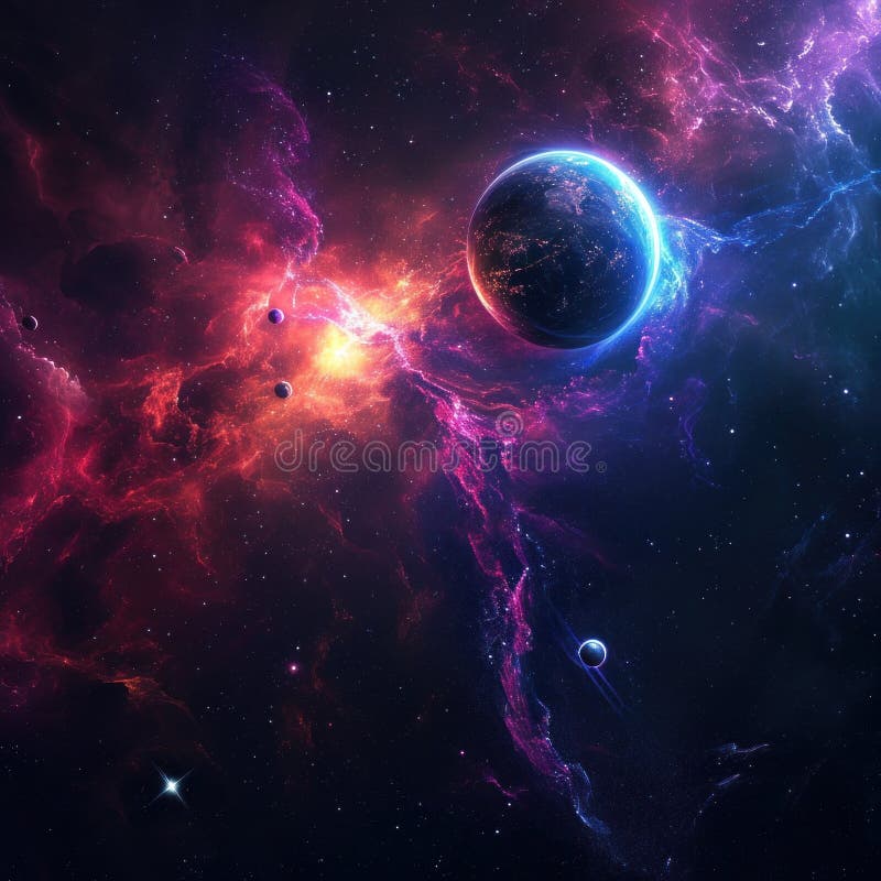 Flakes of Nebula and Cosmic Dust in Space with Charming Colorful ...