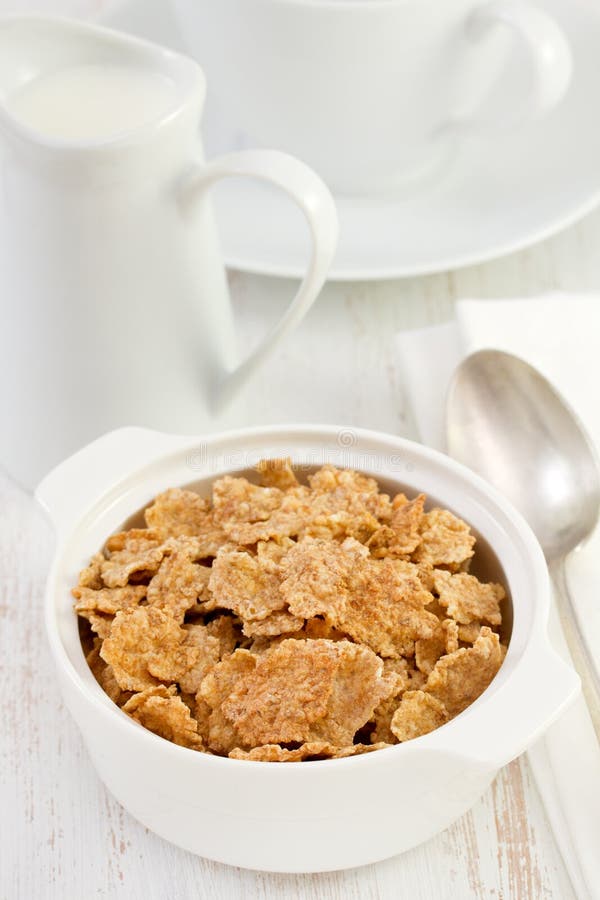 Flakes in white bowl stock photo. Image of breakfast - 28939276