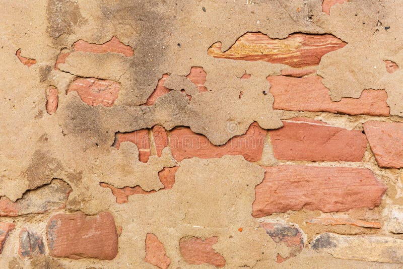 Flaking Plaster on an Old Brick Wall Stock Image - Image of facade ...