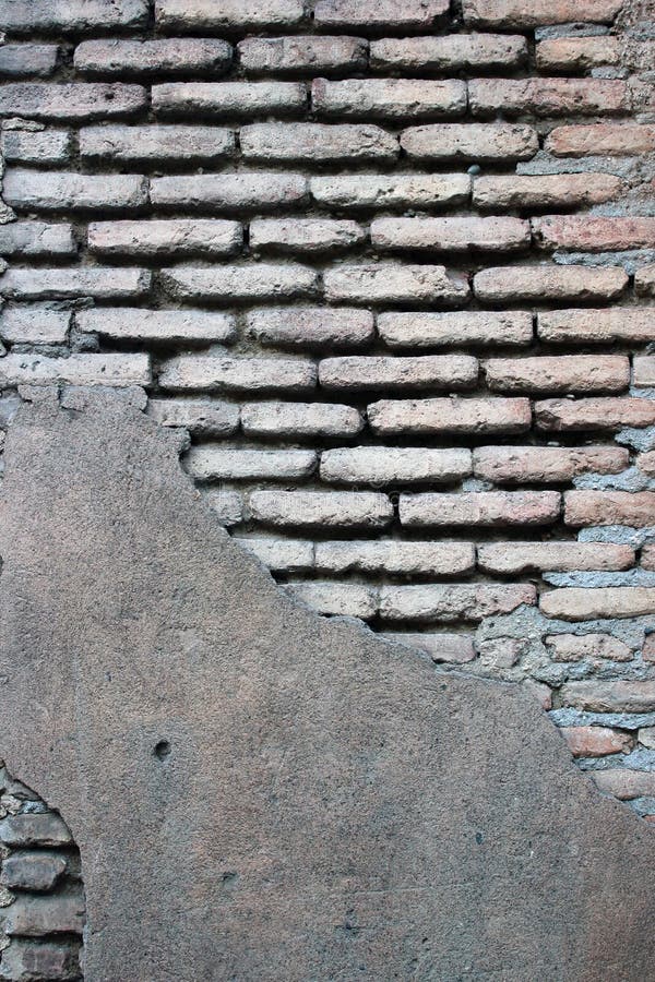 Flaking Plaster on Old Grunge Brick Wall Stock Image - Image of ...