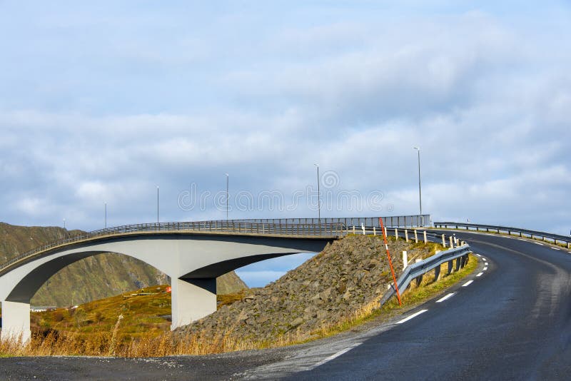 Flakstad Bridge stock photo. Image of coastline, scandinavian - 367720040