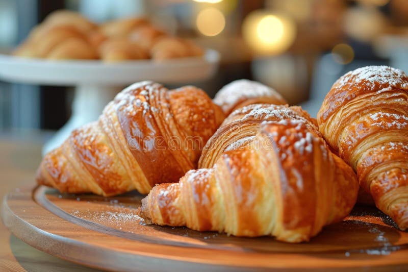 Flaky Bakery Croissant. Generate Ai Stock Image - Image of background ...