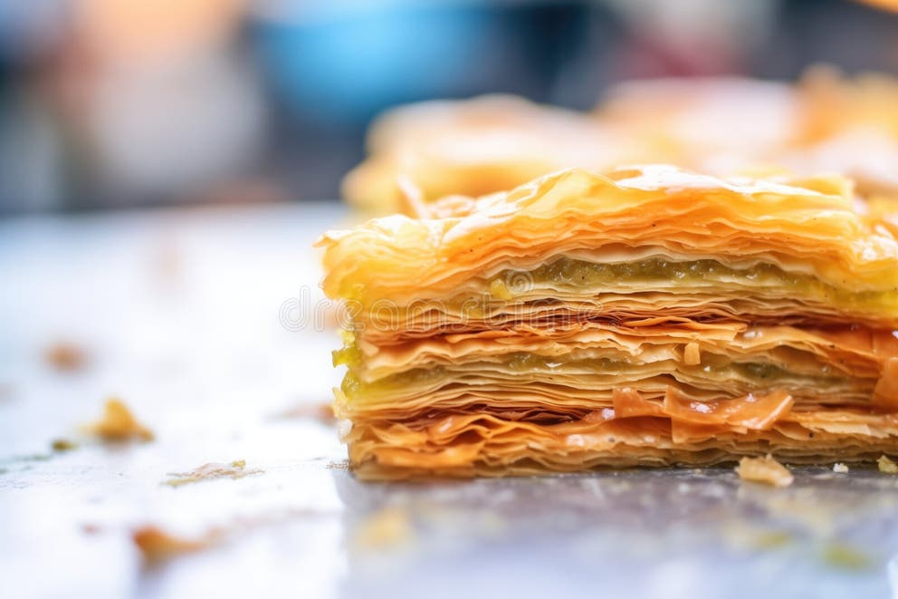 Flaky Baklava Close-up with Visible Layers Stock Photo - Image of sweet ...