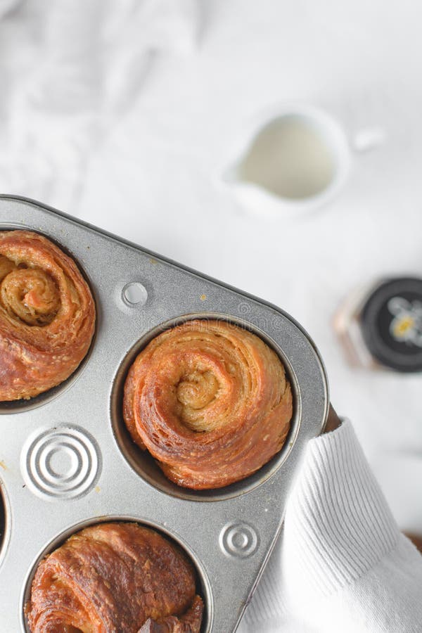 Flaky Morning Buns in a Cupcake Pan Stock Photo - Image of dessert ...