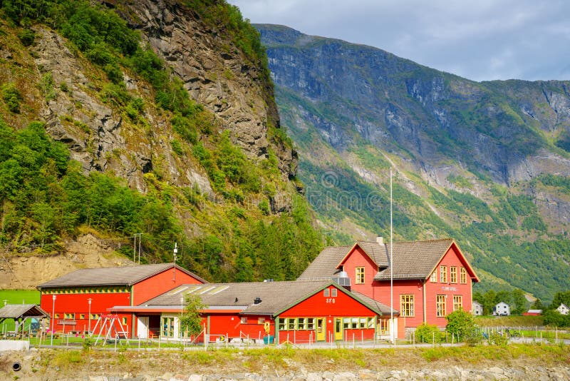 Flam Norway school Skule stock image. Image of vibrant - 256081825