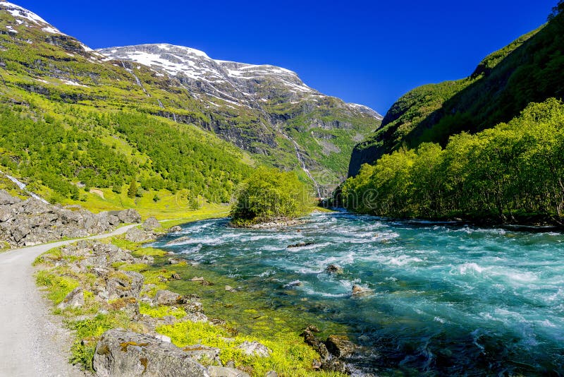 Flam Valley Norway stock image. Image of green, warm, farm - 7945981