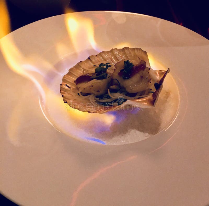 Flambe seashell stock image. Image of seafood, shell - 111154499