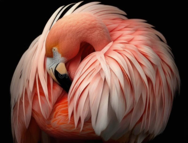 A Flamboyant Flamingo Preening Its Feathers. Cute Creature Stock ...