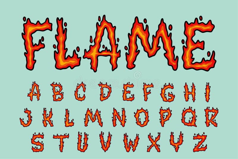Flame Alphabet Fire Graffiti Text Vector Letters Stock Vector ...