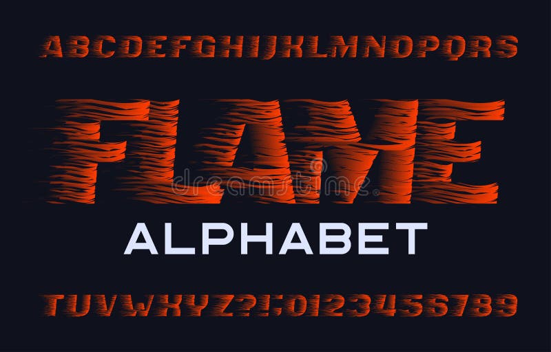 Fire Alphabet Font. Flame Effect Bold Type Letters and Numbers Stock ...