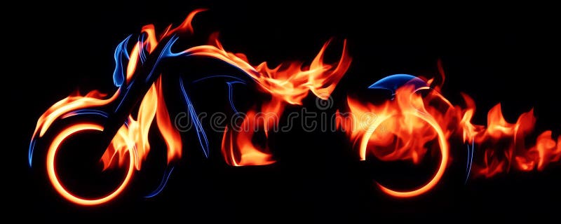 Flame bike, AI generated stock illustration. Illustration of panoramic ...
