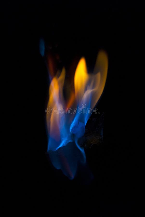 Flame Blue and Orange Fire Flame on Black Background, Lines and ...