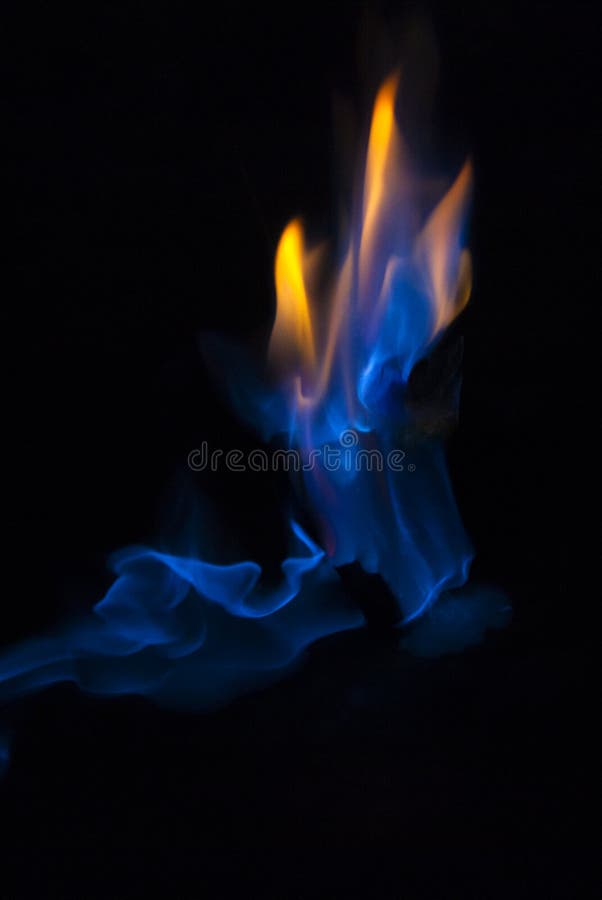 Flame Blue And Orange Fire Flame On Black Background, Lines And ...