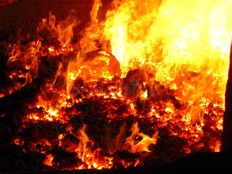 Flame in the Boiler Furnace Grate Stock Image - Image of convection ...