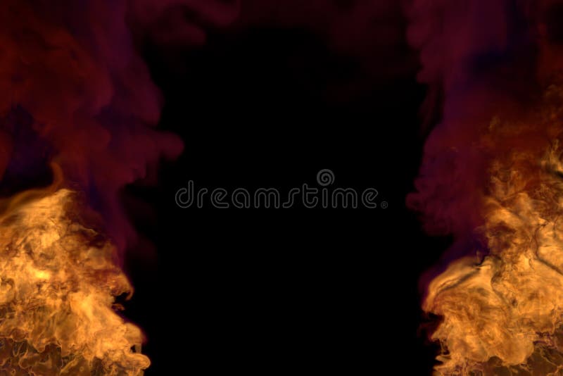 Flame from Both Picture Bottom Corners - Fire 3D Illustration of ...