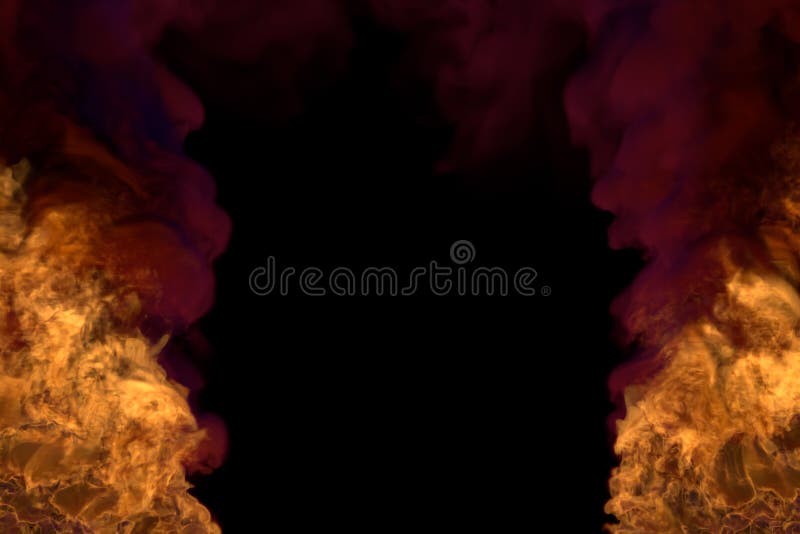 Flame from Both Picture Bottom Corners - Fire 3D Illustration of ...