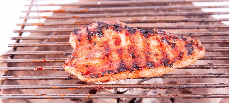 Flame Broiled Steak on a Grill Stock Photo - Image of beef, barbeque ...