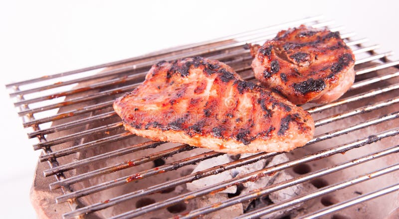 Flame Broiled Steak on a Grill Stock Image - Image of dinner, flame ...