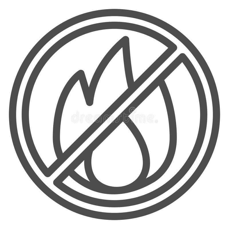 Flame, Burning Fire Ban Line Icon, Prohibited Elements Concept. Vector ...