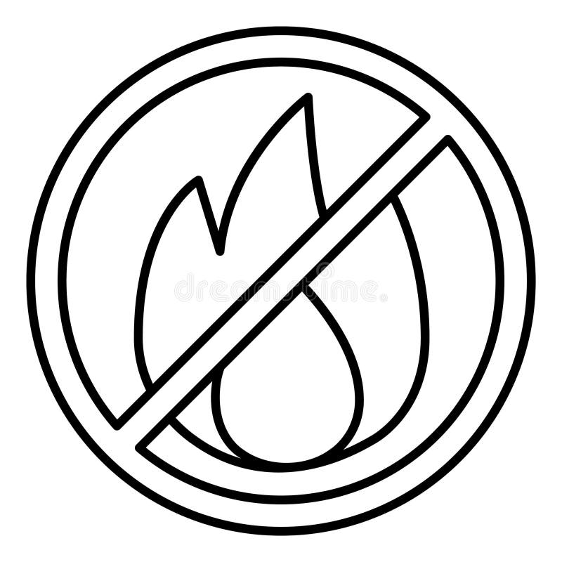 Flame, Burning Fire Ban Thin Line Icon, Prohibited Elements Concept ...