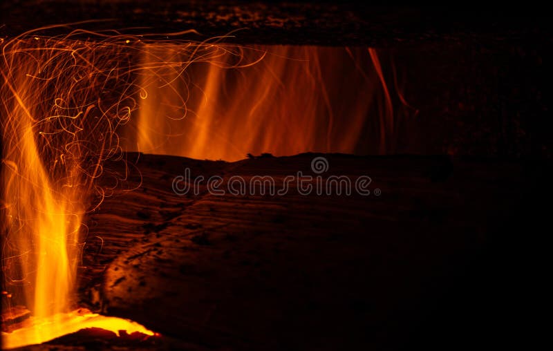 Flame from Burning Logs in a Stove Stock Image - Image of spark ...