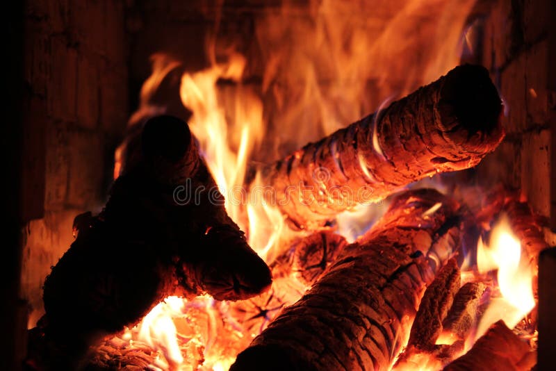 Flame on Burning Wood Background Stock Image - Image of texture, hell ...