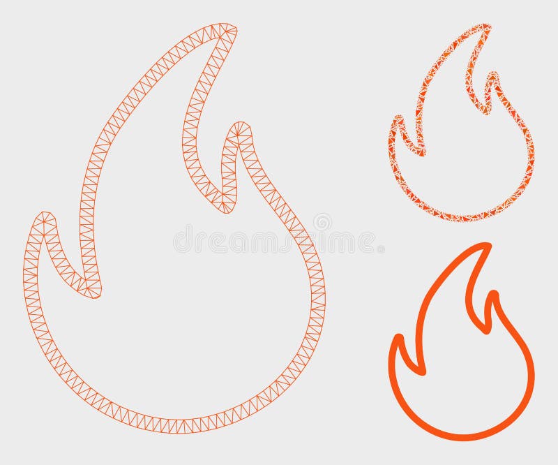 Flame Contour Vector Mesh Carcass Model and Triangle Mosaic Icon Stock ...