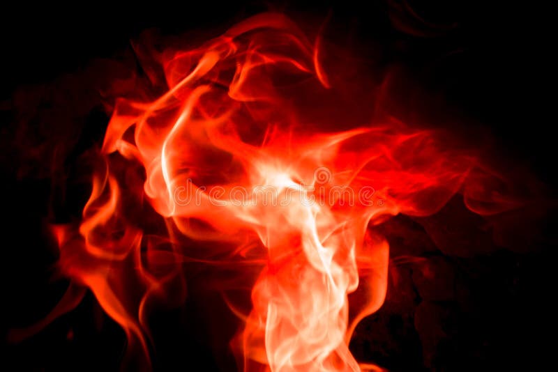 Flame Dance in Red and White Color. Black Background Stock Photo ...