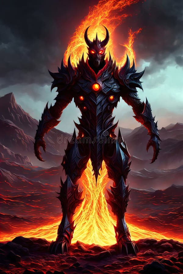 Flame Demon Satanic Horror Creature Stock Illustration - Illustration ...