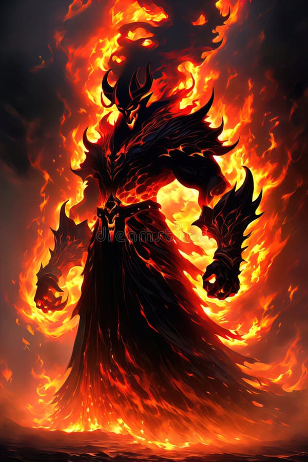 Flame Demon Satanic Horror Creature Stock Illustration - Illustration ...
