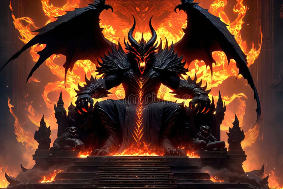 Flame Demon Satanic Horror Creature Stock Illustration - Illustration ...