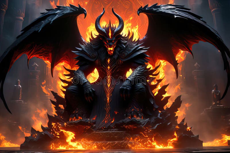 Flame Demon Satanic Horror Creature Stock Illustration - Illustration ...