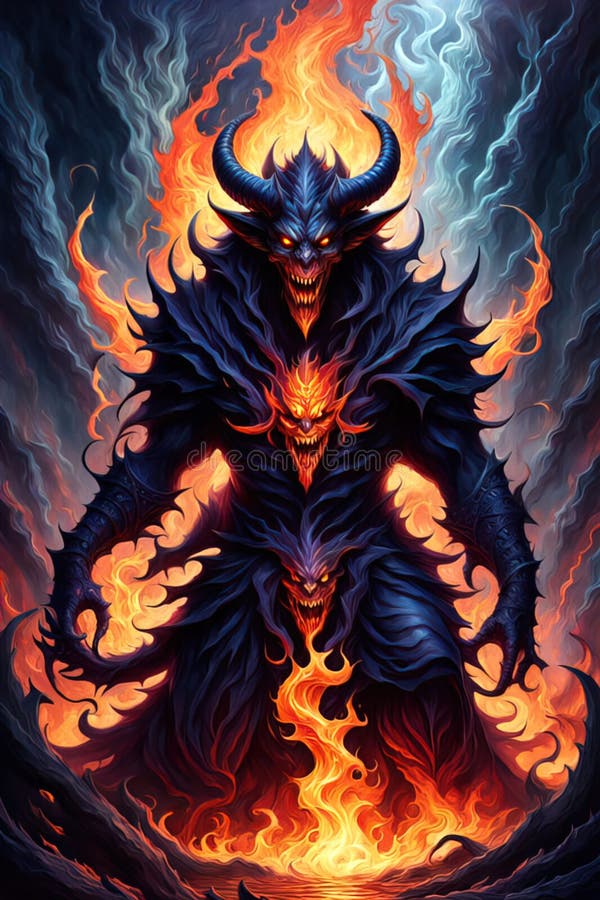 Flame Demon Satanic Horror Creature Stock Illustration - Illustration ...